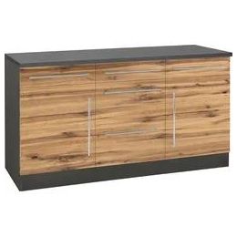 Unterschrank KOCHSTATION "KS-Samos", braun (wotaneichefarben), B:150cm H:85cm T:60cm, Holzwerkstoff, Schr&auml;nke, Unterschrank, Breite 150 cm