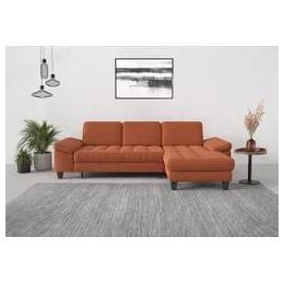 Sit & More Ecksofa SIT & MORE "Westham L-Form", orange (terra), B:275cm H:88cm T:172cm, 90% Polyester 10% Polyamid, Sofas, Ecksofa, Recamiere, mit oder ohne Bettfunktion, Bettkasten, F&uuml;&szlig;e wengefarben