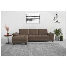 Sit & More Ecksofa SIT & MORE "Westham L-Form", braun (chocco), B:275cm H:88cm T:172cm, 100% Polyester, Sofas, Ecksofa, Recamiere, mit oder ohne Bettfunktion, Bettkasten, F&uuml;&szlig;e wengefarben