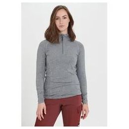 Funktionsshirt WHISTLER "Athene", Damen, Gr. 42, grau (hellgrau), 67% Viskose, 28% Wolle, 5% Elasthan, unifarben, normal, hoch geschlossener Ausschnitt, Shirts Funktionsshirt, mit Daumenl&ouml;chern