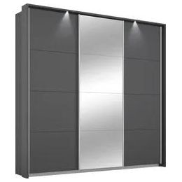 Schwebet&uuml;renschrank Rauch "Kleiderschrank Schrank Garderobe W&auml;scheschrank TOMA mit Passepartout", grau (graumetallic), B:211cm H:233cm T:64cm, Holzwerkstoff, Schr&auml;nke, Schwebet&uuml;renschrank, inkl. Regaleinsatz sowie zus&auml;tzlichen Einlegeb&ouml;den MADE IN GERMANY