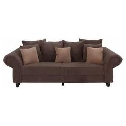 Big-Sofa Home Affaire "King Henry Mega Sofa, viel Platz, Breite 242cm, Federkern", braun (kakao), B:242cm H:90cm T:103cm, Samtcord &raquo;Ribbon&laquo; (88% Polyester 12% Polyacryl);Luxus-Microfaser (100% Polyester), Sofas, Big-Sofa, in legerer Polsterung und vielen losen Kissen