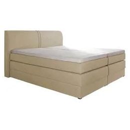 Boxspringbett Hapo, beige (beige, strukturstoff), Liegefl&auml;che B/L: 180cm x 200cm, kein H&auml;rtegrad, 7-Zonen-Kaltschaummatratze, Kopfteil, seitliche Unterbox und Obermatratze sind mit pflegeleichtem Feinstrukturstoff in Leinenoptik (100% Polyester) oder Kunstleder bezogen;Die Oberseite der Unterfederung und die Ober- und Unterseite der Obermatratze sind jeweils mit einem rutschhemmenden Stoff aus 100