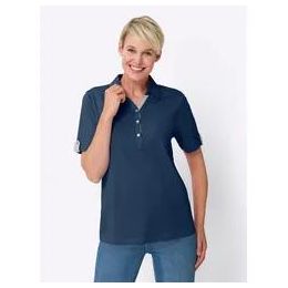 Poloshirt Classic Basics "Poloshirt", Damen, Gr. 44, blau (dunkelblau), 100% Baumwolle, unifarben, Shirts