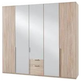 Kleiderschrank wimex "New York", braun (struktureichefarben hell, spiegel), B:225cm H:208cm T:58cm, Schr&auml;nke, Kleiderschrank, mit Spiegelt&uuml;r
