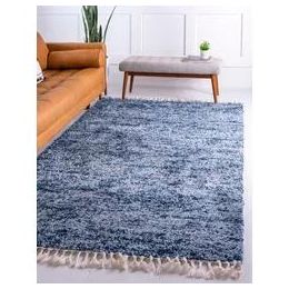 Hochflor-Teppich "Top Shag, LAGERR&Auml;UMUNG", blau (blau, marineblau), B:152cm H:32mm L:244cm, Polypropylen (PP), MyFlair M&Ouml;BEL & ACCESSOIRES, Teppiche, Fransenteppich, gewebt, melierte Optik, weich & kuschelig, mit Fransen