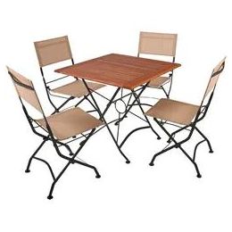 Garten-Essgruppe Garden Pleasure "TRIEST", beige (beige, beige, schwarz), B:180cm H:89cm T:80cm, FSC-zertifiziertes Massivholz, PVC, Polyester, Stahl, Sitzm&ouml;bel-Sets