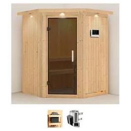 Sauna Karibu "Nanna", beige (naturbelassen), Saunaofen, externe Steuerung, 3,6 kW, Saunen, Ofen 3,6 kW externe Strg.easy