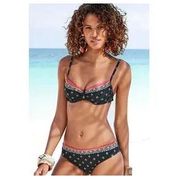 B&uuml;gel-Bikini-Top Lascana "Kimer", Damen, Gr. 42, Cup F, schwarz (schwarz, bedruckt), Polyamid, bedruckt, gemustert, Bikini-Oberteile, mit modernem Print