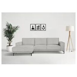 Ecksofa OTTO HOME "Polsterecke Oland, Struktur, Flachgewebe, Luxus-Microfaser, Boucle", braun (latte), B:280cm H:85cm T:152cm, 100% Polyester, Sofas, Ecksofa, L-Form, 280 cm, Wellenunterfederung, Skandi-Design, Metallf&uuml;&szlig;e
