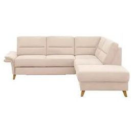 Ecksofa Home Affaire "Westerland L-Form", beige (creme), B:238cm H:90cm T:213cm, 100% Polyester, Sofas, Ecksofa, Federkern-Polsterung, wahlweise mit Bettfunktion, Bettkasten