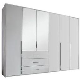Dreht&uuml;renschrank Rauch "Kleiderschrank Schrank Garderobe W&auml;scheschrank MONTCLAR", wei&szlig; (wei&szlig;, hochglanz wei&szlig;), B:304cm H:225cm T:65cm, Holzwerkstoff, Schr&auml;nke, Dreht&uuml;renschrank, Passepartout optional mit Beleuchtung, inkl. Zubeh&ouml;r MADE IN GERMANY