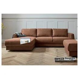 Ecksofa OTTO HOME "Hobro L-Form", braun (cognac), B:264cm H:80cm T:175cm, Luxus-Microfaser Lederoptik (100% Polyester);Struktur grob (100% Polyester);Samtoptik (100% Polyester), Sofas, Ecksofa, in 3 Bezugsqualit&auml;ten in vielen Farben, Design by Morten Georgsen