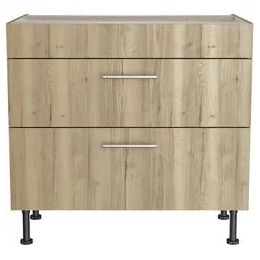 Unterschrank Optifit "Klara", braun (wildeiche), B:90cm H:87cm T:58,4cm, Holzwerkstoff, Schr&auml;nke, Unterschrank, Breite 90 cm