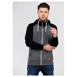 Sweatjacke behype "HENRAY", Herren, Gr. S, grau (dunkelgrau), 70% Baumwolle, 30% Polyester, mehrfarbig, normal, ohne Ausschnitt, Sweatjacken Sweatjacke, mit erh&ouml;htem Kragen