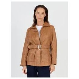 Bikerjacke JCC "R6382", Damen, Gr. 38, braun (cognac), Obermaterial: 100% Lammleder; Futter: 100% Polyester; &Auml;rmelfutter: 100% Polyester, mit Knopf, Jacken