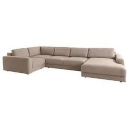 Wohnlandschaft Home Affaire "Bloomfield, Mega Polsterprogramm, Breite 405cm, viel Platz, U-Form", beige (portabella), B:405cm H:84cm T:224cm, 100% Polyester, Sofas, Wohnlandschaft, mit extra tiefer Sitzfl&auml;che, wahlweise mit Sitztiefenverstellung