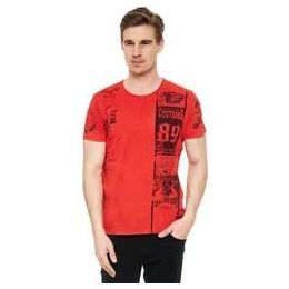 T-Shirt Rusty Neal, Herren, Gr. S, rot, 100% Baumwolle, bedruckt, normal, Rundhals, Shirts T-Shirt, mit modernem Print