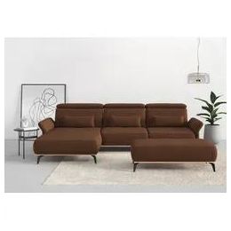 Ecksofa Home Affaire "Fjord L-Form", rosa (kupfer), B:324cm H:93cm T:184cm, 100% Polyester, Sofas, Ecksofa, massiv, wahlweise mit Armlehnfunktion, Kopf- Sitztiefenverstellung