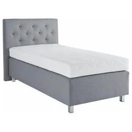 Boxspringbett, grau (hellgrau), B:114cm L:210cm, Bezug Unterbox und Kopfteil: Strukturstoff (77% Polyester und 23% Viskose);Bezug Obermatratze 100% Polyester, Westfalia Schlafkomfort, Komplettbetten, Boxspringbett, in diversen Ausf&uuml;hrungen