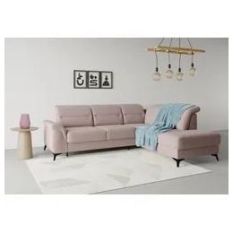 Sit & More Ecksofa SIT & MORE "Sinatra L-Form", lila (flieder), B:251cm H:85cm T:220cm, 90% Polyester, 10% Polyamid, Sofas, Ecksofa, mit Ottomane, optional mit Kopfteilverstellung und Armteilfunktion