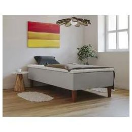 Boxspringbett Home Affaire "Osterberg", grau (light gray), B:121cm L:201cm, 100% Polyester, Komplettbetten, Boxspringbett, mit Taschen-Federkernunterbox