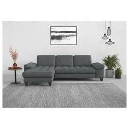 Sit & More Ecksofa SIT & MORE "Westham L-Form", grau, B:275cm H:88cm T:172cm, 100% Polyester, Sofas, Ecksofa, Recamiere, mit oder ohne Bettfunktion, Bettkasten, F&uuml;&szlig;e wengefarben