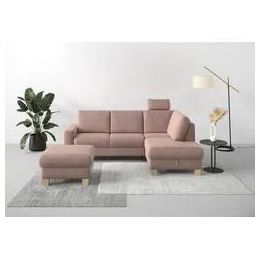 Ecksofa Home Affaire "Summer L-Form", rosa (altrosa), B:236cm H:91cm T:170cm, 95% Polyester, 5% Polyamid, Sofas, Ecksofa, mit Ottomane, wahlweise mit Bettfunktion und Bettkasten, Cord-Bezug