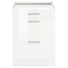 Auszugsunterschrank KOCHSTATION "KS-Tinnum", wei&szlig;, B:60cm H:82cm T:60cm, Holzwerkstoff, Schr&auml;nke, 60 cm breit, MDF-Fronten, Metallgriff, 1 Schubkasten, 2 Ausz&uuml;ge