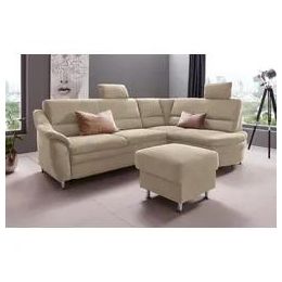Ecksofa Home Affaire "Cardoso L-Form", beige, B:250cm H:90cm T:175cm, Struktur impr&auml;gniert (100% Polyester);Luxus-Microfaser ALTARA NUBUCK (100% Polyester);Struktur (52% Polyester, 35% Polyacryl, 13% Baumwolle);Luxus-Microfaser weich (90% Polyester, 10% Polyamid), Sofas, Ecksofa, Federkern, wahlweise mit Bett, Schubkasten
