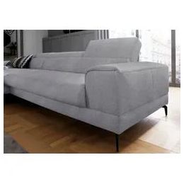 Ecksofa W.Schillig "piedroo, Designsofa mit tollem Sitzkomfort, bequem, L-Form", grau (dolphin r66), B:343cm H:70cm T:193cm, Chenille-Flachgewebe R66 (85% Polyester, 15% Nylon), Sofas, Ecksofa, Kopfteilverstellung, wahlweise mit Sitztiefenverstellung, Breite 343cm