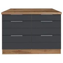 Unterschrank KOCHSTATION "KS-Luhe", grau (grau matt, wotaneichefarben), B:120cm H:86cm T:60cm, MDF, Schr&auml;nke, Unterschrank, 120 cm breit, f&uuml;r viel Stauraum, MDF-Fronten mit waagerechter Lisene