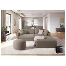 Sit & More Ecksofa SIT & MORE "Cadabra L-Form", grau (taupe), B:243cm H:80cm T:198cm, Samtoptik (100% Polyester);Soft clean (98% Polyester, 2% Polyamid);Struktur fein (100% Polyester), Sofas, Ecksofa, Breite 243 cm, inklusive Sitztiefenverstellung