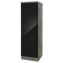Seitenschrank KOCHSTATION "KS-Virginia", schwarz (schwarz hochglanz), B:50cm H:165cm T:60cm, Holzwerkstoff, MDF, Schr&auml;nke, Hochschrank Seitenschrank, 50 cm breit, f&uuml;r viel Stauraum