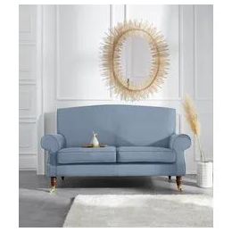 2-Sitzer Home Affaire "Rennes", blau (blau uni), B:160cm H:90cm T:93cm, Samtoptik (100% Polyester);Baumwollmix (50% Baumwolle, 50% Polyester), Sofas, in Samtoptik oder Baumwoll-Mix