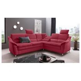 Ecksofa Home Affaire "Cardoso L-Form", rot (bordeaux), B:249cm H:90cm T:209cm, Luxus-Microfaser Lederoptik (100% Polyester);Luxus-Microfaser (100% Polyester);Luxus-Microfaser ALTARA NUBUCK (100% Polyester);Struktur (100% Polyester), Sofas, Ecksofa, Federkern, wahlweise mit Bett, Schubkasten, teilweise Relaxfunktion