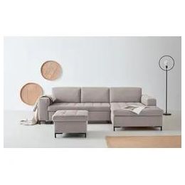 Ecksofa OTTO products "Grazzo, zeitlos & elegant, moderne Sitzheftung, Breite 266cm, L-Form", grau (taupe), B:266cm H:80cm T:162cm, 100% Polyester (recycelt), Sofas, Ecksofa, hochwertige Stoffe aus recyceltem Material, Steppung im Sitzbereich