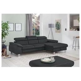Ecksofa COTTA "Komaris L-Form, B: 244 cm", schwarz, B:244cm H:72cm T:166cm, Microfaser PRIMABELLE (100% Polyester);Kunstleder SOFTLUX(100%Polyurethan);Feinstruktur (100% Polyester);Kunstleder SOFTLUX/Struktur (100%Polyurethan, 90%Polyester, 10% Polyacryl), Sofas, Ecksofa, mit Kopfteilverstellung, optional Bettfunktion, Bettkasten & Licht, Topseller