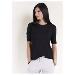 T-Shirt Seidel Moden, Damen, Gr. 48, schwarz, Jersey, Obermaterial: 96% Viskose, 4% Elasthan, unifarben, Basic, figurumspielend h&uuml;ftlang, Rundhals, abgesteppte Kante, Shirts T-Shirt, mit Rundhalsausschnitt, MADE IN GERMANY