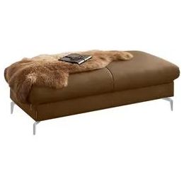 Polsterhocker W.Schillig "piedroo, Designsofa mit tollem Sitzkomfort, bequem, L-Form", braun (fango z69), B:141cm H:42cm T:70cm, Longlife Xtra-Leder Z69: Das feinnarbige, gedeckte Softleder Z69 besticht durch seine au&szlig;ergew&ouml;hnliche Weichheit im trendigen &raquo;Vintage-Look&laquo;, Hautst&auml;rke 0, 9 - 1, 1 mm, Hocker, Polsterhocker, F&uuml;&szlig;e in Silber matt