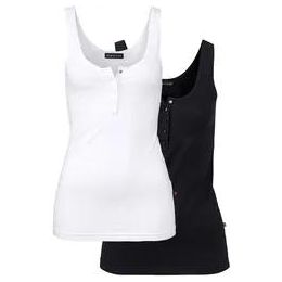 Tanktop Melrose, Damen, Gr. 36, schwarz-wei&szlig; (wei&szlig;, schwarz), Jersey, Obermaterial: 95% Baumwolle, 5% Elasthan, unifarben, Basic, tailliert h&uuml;ftbedeckend, Rundhals, Tops Tanktop, figurbetont, mit Knopfleiste