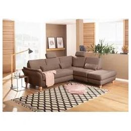 Ecksofa Home Affaire "Palace L-Form", braun (hellbraun), B:259cm H:89cm T:225cm, Struktur fein (100% Polyester);Struktur (100% Polyester);Luxus-Microfaser Lederoptik (100% Polyester), Sofas, Ecksofa, incl. Sitztiefenverstellung, wahlweise mit Schlaffunktion und Stauraum