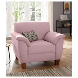 Sessel Home Affaire "Alta", rosa (altrosa), B:101cm H:87cm T:88cm, Struktur ( 100% Polyester);Struktur fein ( 100% Polyester);Luxus-Microfaser (100% Polyester), Sessel, Sessel, mit Federkern und Kontrastnaht, F&uuml;&szlig;e Buche eichefarben