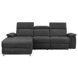 Ecksofa Home Affaire "Pareli, L-Form, 259cm,m. Recamiere, Echtleder, Kunstleder, Webstoff", braun, B:259cm H:98cm T:163cm, Sofas, Ecksofa, man. o. elektr. Relaxfunktion, USB/Kopfteilverstellg u. LED