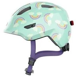 Kinderfahrradhelm Abus "SMILEY 3.0 LED" Gr. M, blau (blau rainbow), Helme, Kinder, M Kopfumfang: 50cm - 55cm