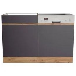 Sp&uuml;lenschrank KOCHSTATION "KS-Riesa", grau (matt grau), B:120cm H:82cm T:60cm, Holzwerkstoff, Schr&auml;nke, Sp&uuml;lenschrank, Breite 120 cm, MDF-Fronten