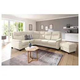Ecksofa Home Affaire "Boccaccio L-Form", beige (creme), B:265cm H:104cm T:215cm, Struktur weich (90% Polyester / 10% Polyamid);Luxus-Microfaser (100% Polyester);Luxus-Microfaser Vintageoptik(100% Polyester), Sofas, Ecksofa, mit Federkern, incl. Kopfteilverstellung, wahlweise Bettfunktion