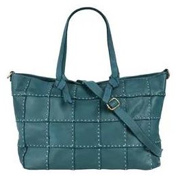 Shopper Samantha Look, Damen, Gr. B/H/T: 48cm x 30cm x 13cm onesize, blau, Leder, leicht gl&auml;nzend, unifarben, Taschen Shopper, echt Leder, Made in Italy