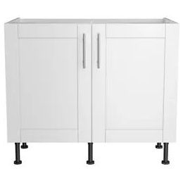 Sp&uuml;lenschrank KOCHSTATION "KS-Ahus", wei&szlig; (wei&szlig; matt, wei&szlig;), B:100cm H:87cm T:58,4cm, Schr&auml;nke, Sp&uuml;lenschrank, Breite 100 cm
