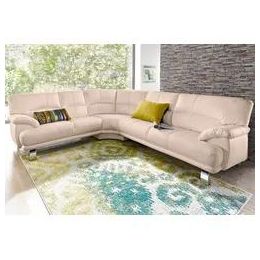 Ecksofa Trendmanufaktur "Cecilia in italienischem Design, modern und komfortabel, L-Form", beige, B:280cm H:87cm T:240cm, NaturLEDER (echtes Rindsleder) in Sitz und R&uuml;cken. Korpus in passendem Kunstleder SOFTLUX bezogen;Luxus-Microfaser ALCAZAR (100% Polyester);Kunstleder SOFTLUX;Microfaser PRIMABELLE (100% Polyester), Sofas, Ecksofa, bequeme Armlehnen, mit langem Schenkel